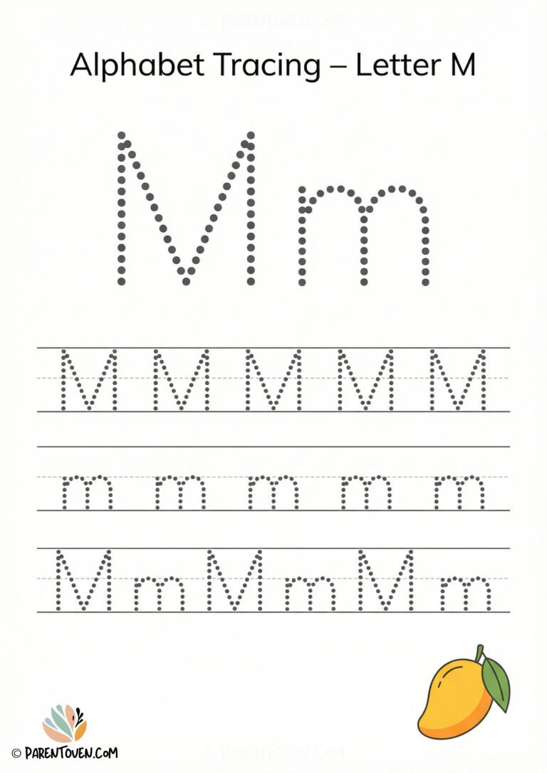 Free Letter M Tracing Worksheet (PDF) – Preschool & Kindergarten – Free ...